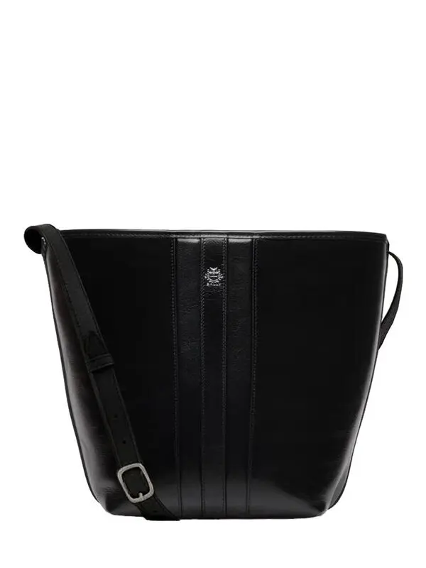 Bally Signature Bucket Bag In Buffalo Leather - Black+palladio