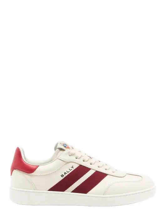 Bally Retro Crest Leather Sneakers - Bone/swiss Red