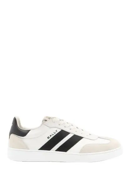 Bally Retro Crest Leather Sneakers - White/blk/ballyred
