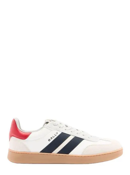 Bally Retro Crest Leather Sneakers - White/swiss Red