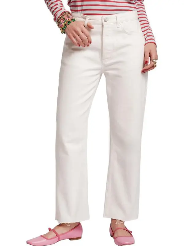 FRANCES VALENTINE Straight-leg Jeans With Frayed Hem - White