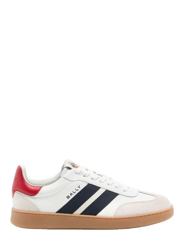 Bally Retro Crest Leather Sneakers - White/swiss Red