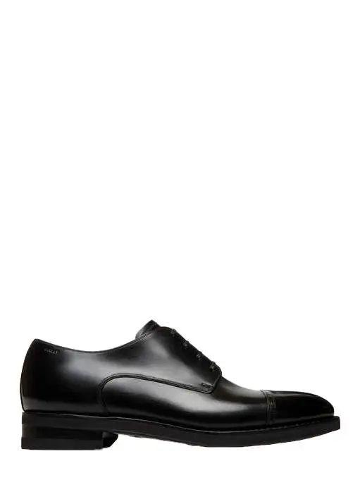 Bally Scribe Un Derby In Plain Calf Leather - Black