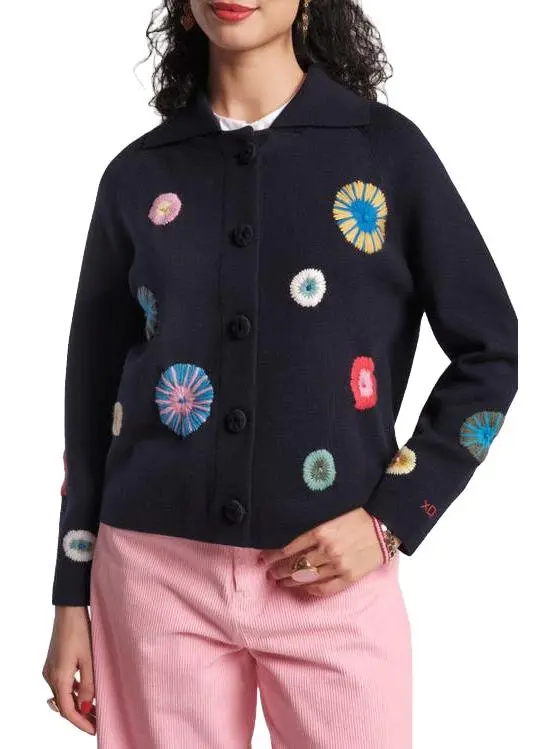 FRANCES VALENTINE Bon Bon Embroidered Cardigan - Navy/multi