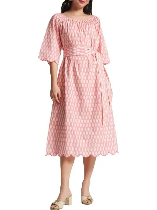 FRANCES VALENTINE Coco Midi Loop Dress - Pink/oyster