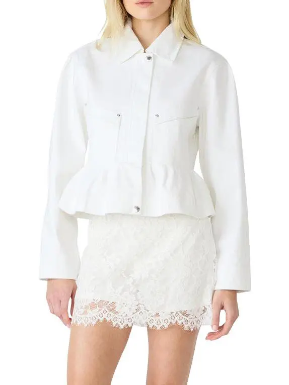 Steve Madden Peplum Cotton Jacket - Antique