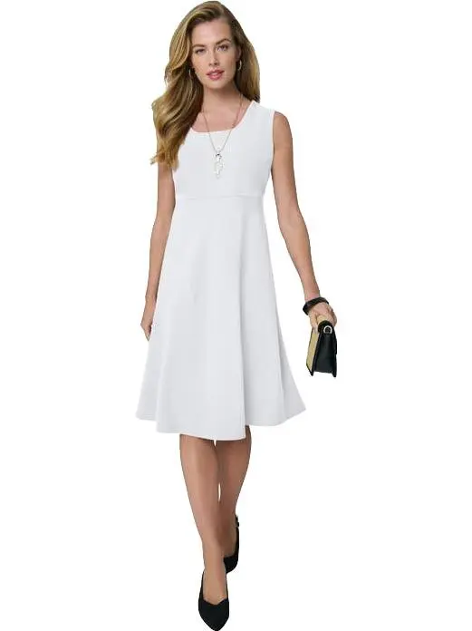 JESSICA LONDON Bi-stretch Fit And Flare Dress - White