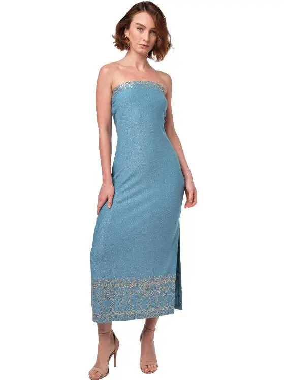 Calypso St. Barth Strapless Bodycon Dress - Blue Shimmer