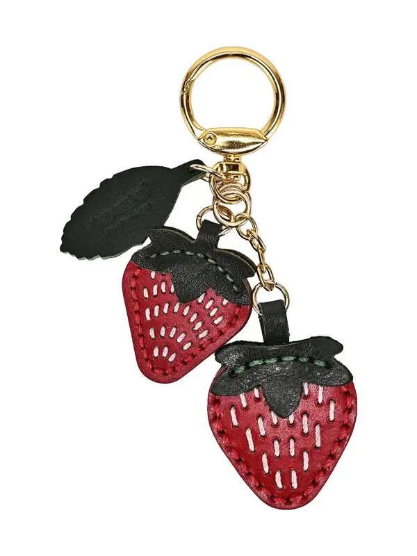 OLD TREND Strawberry Leather Keychain Charm - Ruby