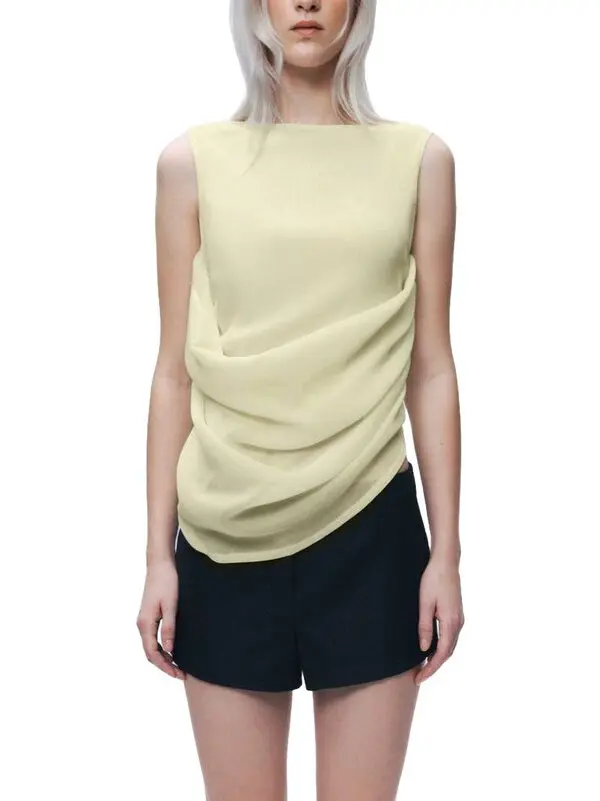 NOCTURNE Draped Sleeveless Blouse - Yellow