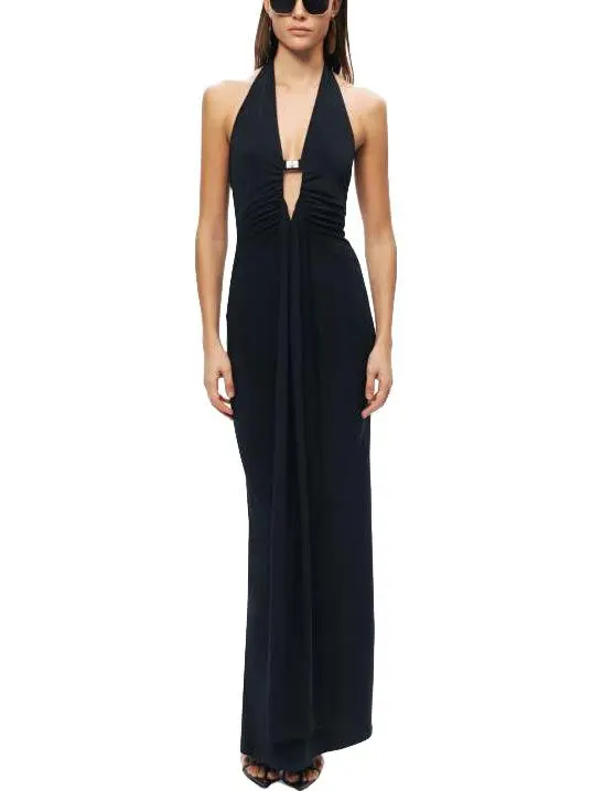 NOCTURNE Halter Neck Maxi Dress - Black