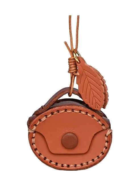 OLD TREND Oval Genuine Leather Charm - Camel