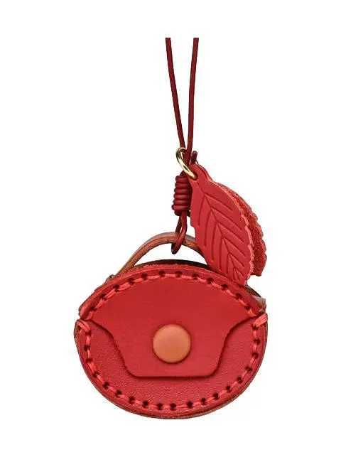 OLD TREND Oval Genuine Leather Charm - Red