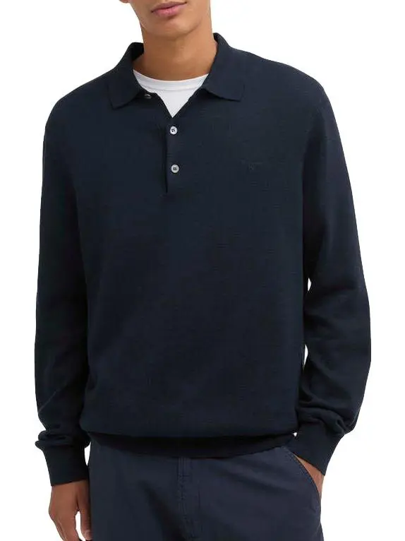 Barbour Long Sleeve Pima Cotton Polo - Navy