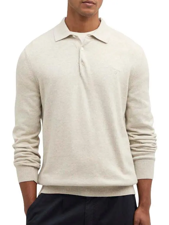 Barbour Long Sleeve Pima Cotton Polo - Neutral
