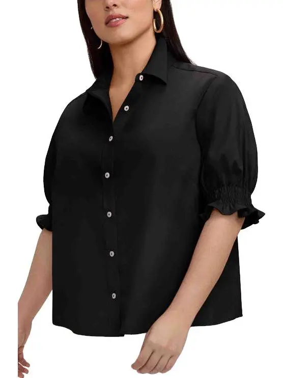 Foxcroft Vivienne Elbow Sleeve Button-up Shirt - Black