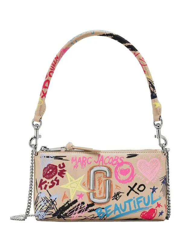Marc Jacobs The Punk Scribble Snapshot Convertible Shoulder Bag - Beige Multi