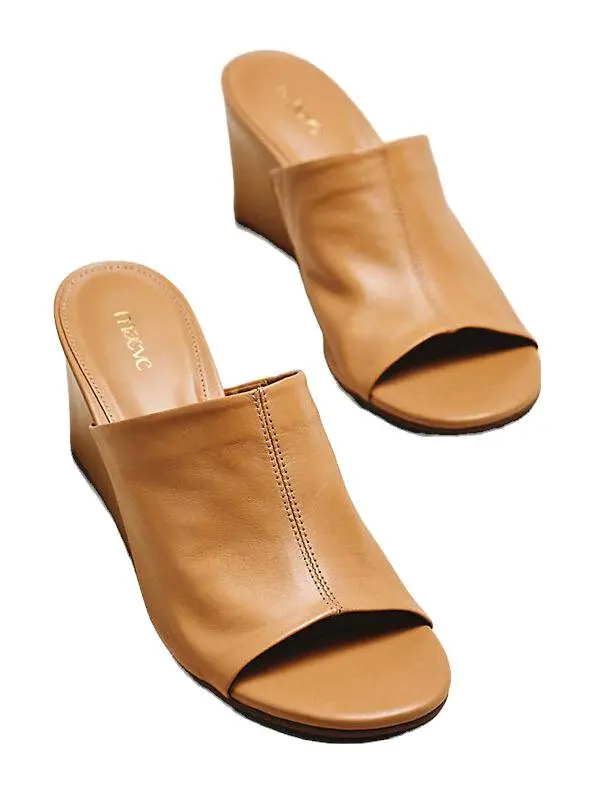 Maeve Open-toe Wedge Shoes - Tan