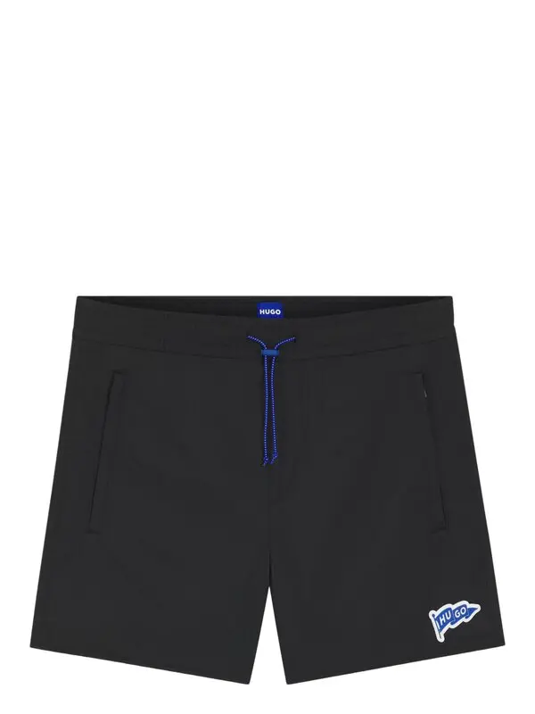 Hugo Water-repellent Shorts With Logo - Black