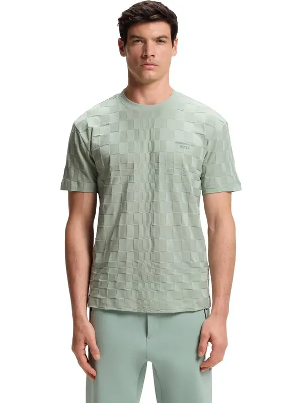 BOSS Porsche X Relaxed-fit T-shirt In Cotton Jacquard - Light Green