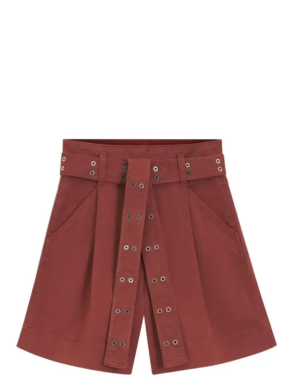 BOSS Eyelet-belted Shorts - Dark Red