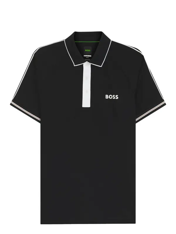 BOSS Active Slim-fit Polo Shirt With Moisture Management - Black