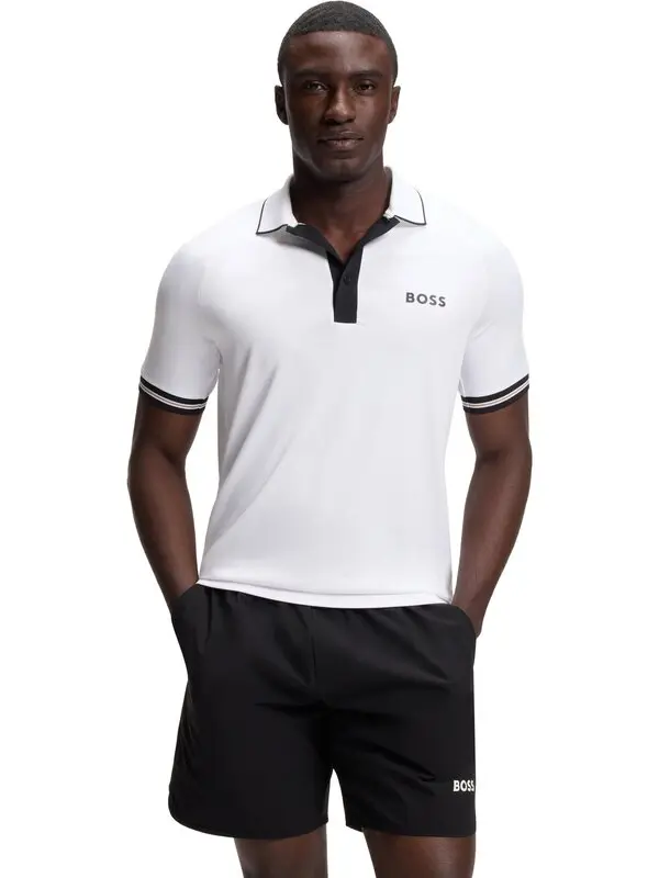 BOSS Active Slim-fit Polo Shirt With Moisture Management - White