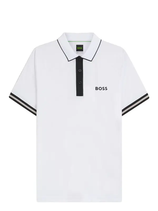 BOSS Active Slim-fit Polo Shirt With Moisture Management - White