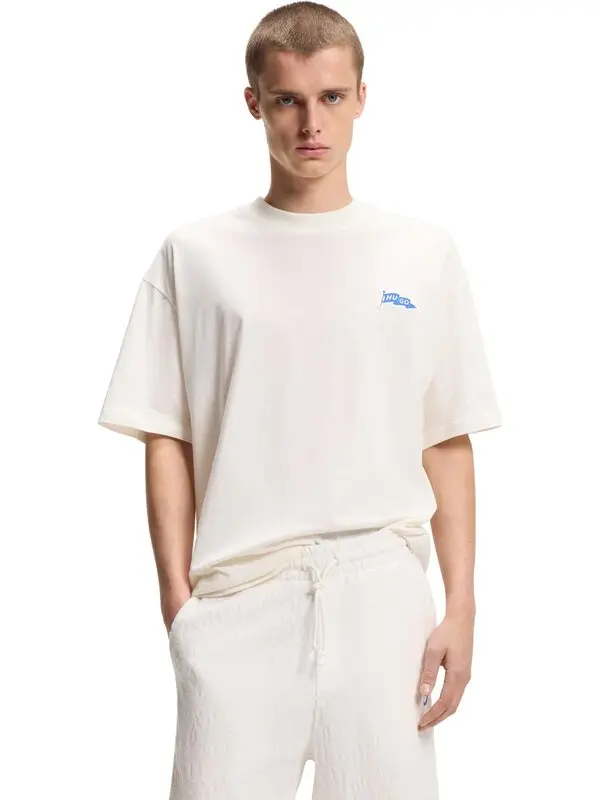 Hugo Flag-logo T-shirt In Cotton Jersey - White