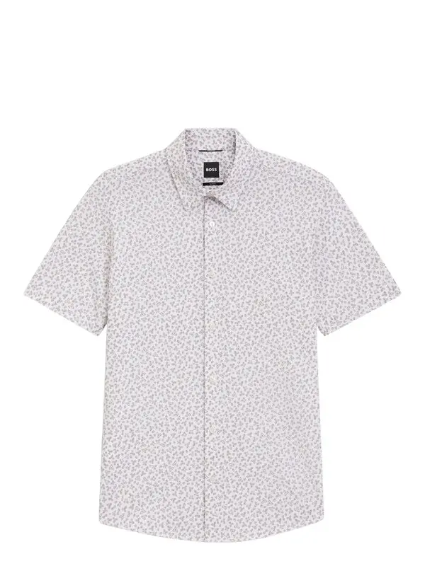 BOSS Printed Slim-fit Shirt In Cotton-blend Jersey - Light Beige
