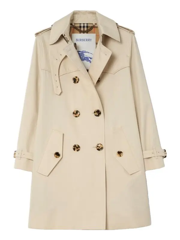 Burberry Short Summerside Gabardine Trench Coat - Clam Beige