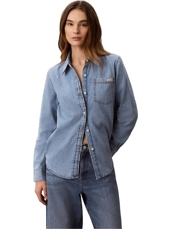 Calvin Klein Denim Button-down Shirt - Rainfall