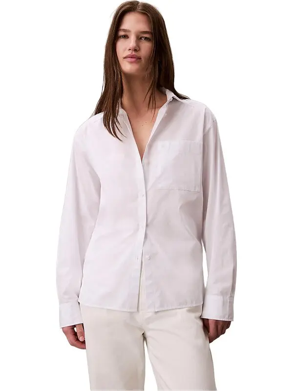 Calvin Klein Cotton Poplin Relaxed Button-down Shirt - Brilliant White