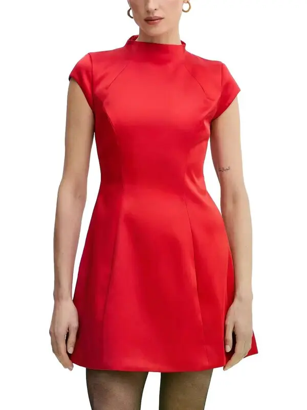 Bardot Delphi Hourglass High Neck A-line Dress - Red