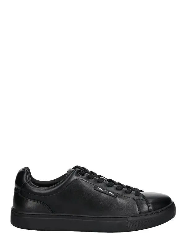 TRUSSARDI Logo Leather Sneakers - Black