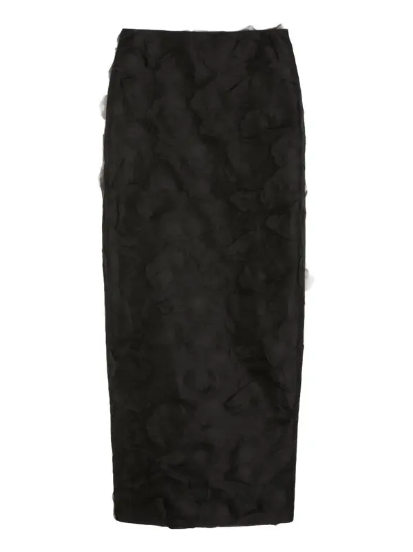 Max Mara Silk Jacquard Midi Skirt - Black