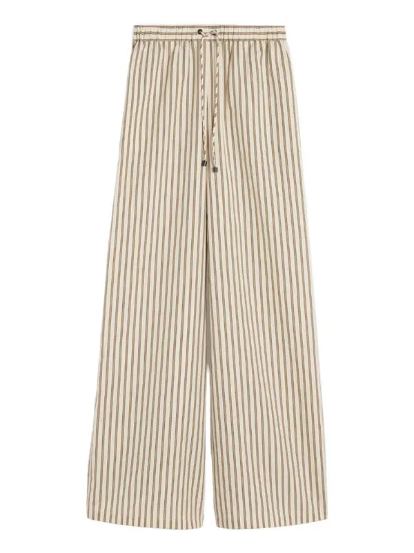 Max Mara Striped Wide-leg Cotton And Silk Trousers - Beige