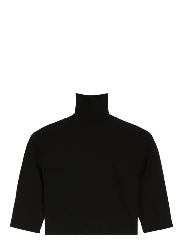 Max Mara Cropped Turtleneck Top - Black