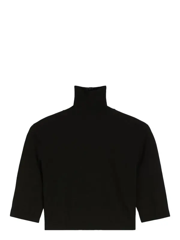 Max Mara Cropped Turtleneck Top - Black