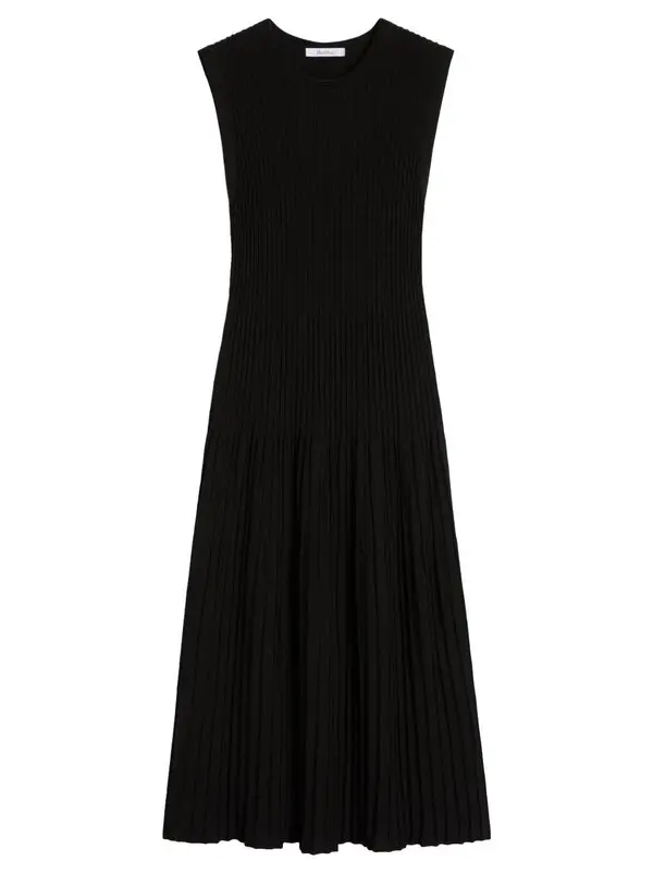 Max Mara Viscose Crêpe Yarn Fit & Flare Midi Dress - Black