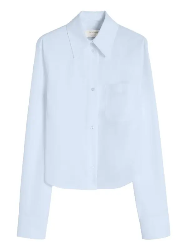 Max Mara Cotton Cropped Shirt With Pleated Back - Light Blue