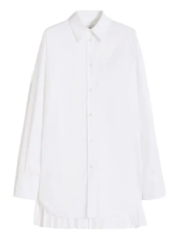 Max Mara Cotton-blend Overshirt With Pleated Detail - Optical White