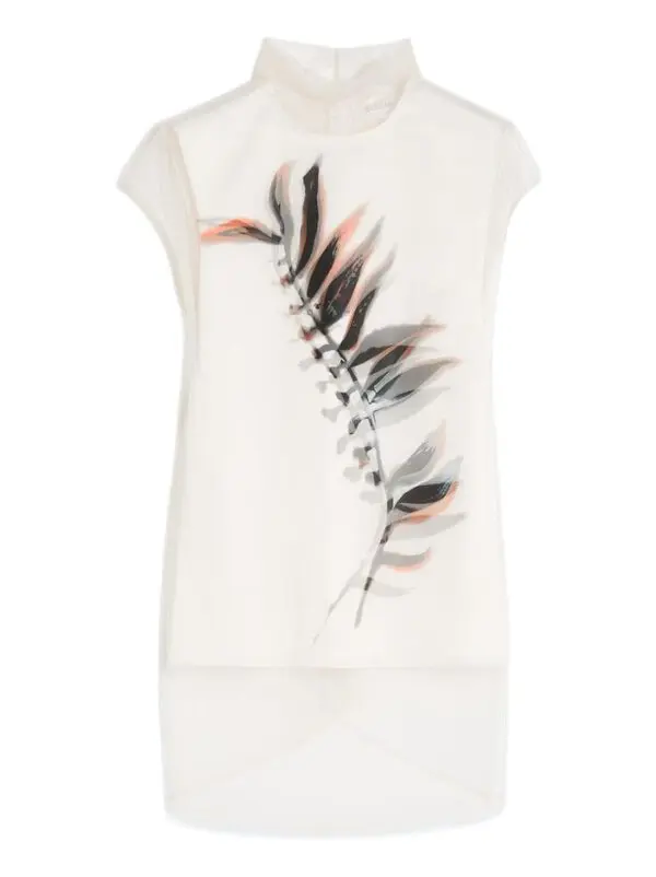 Max Mara Sleeveless Satin And Tulle Top - White