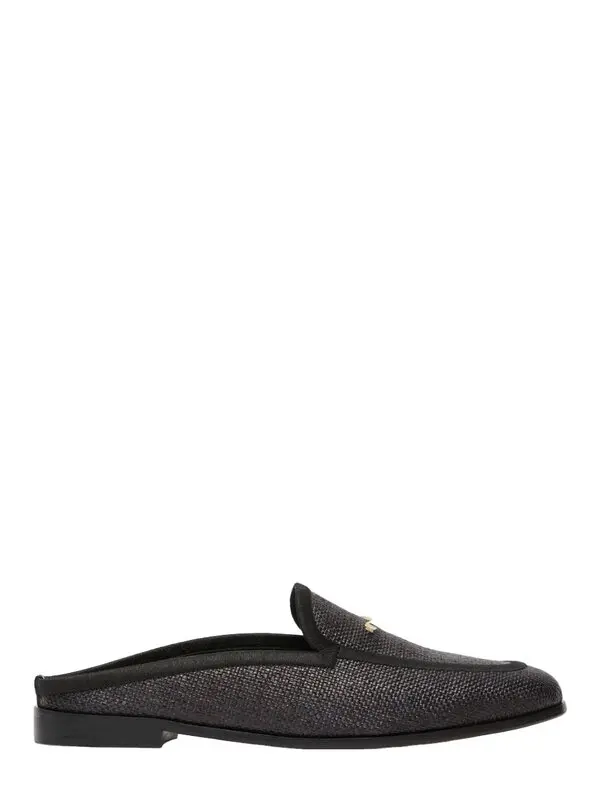 Max Mara Raffia-effect Canvas Mules - Black