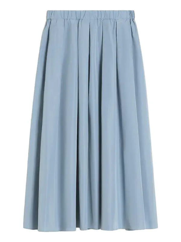 Max Mara Pleated Taffeta Long Skirt - Light Blue