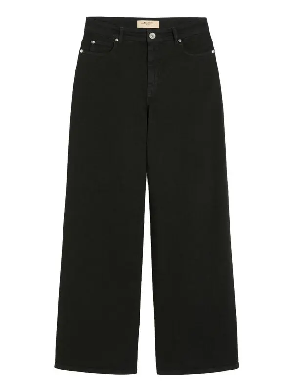 Max Mara Cotton Drill Wide-leg Trousers - Black