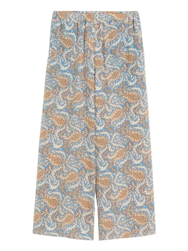 Max Mara Printed Crêpe De Chine Trousers - Light Blue