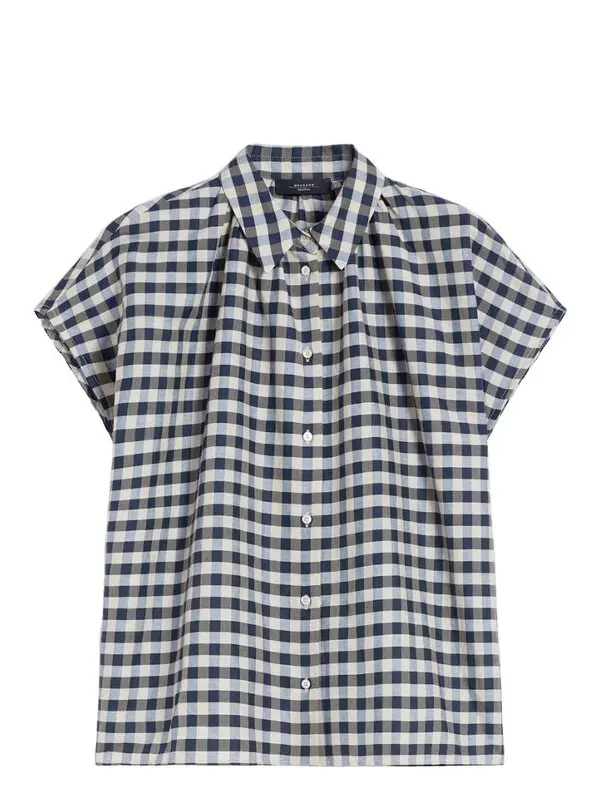 Max Mara Cotton And Ramie Batavia Shirt - Navy
