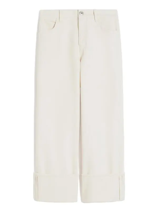 Max Mara Cotton Bull Trousers With Turn-ups - Ecru