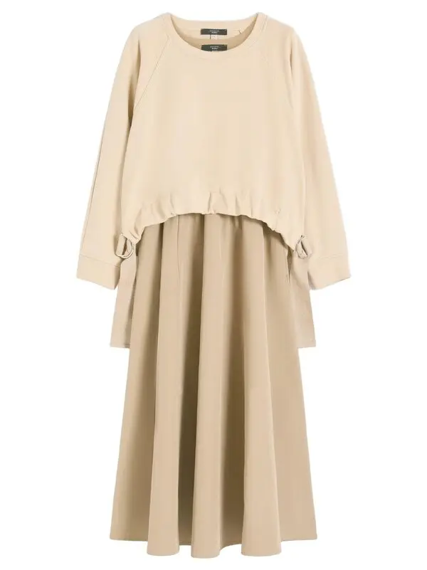 Max Mara Technical Fabric And Cotton Dress - Hazelnut Brown